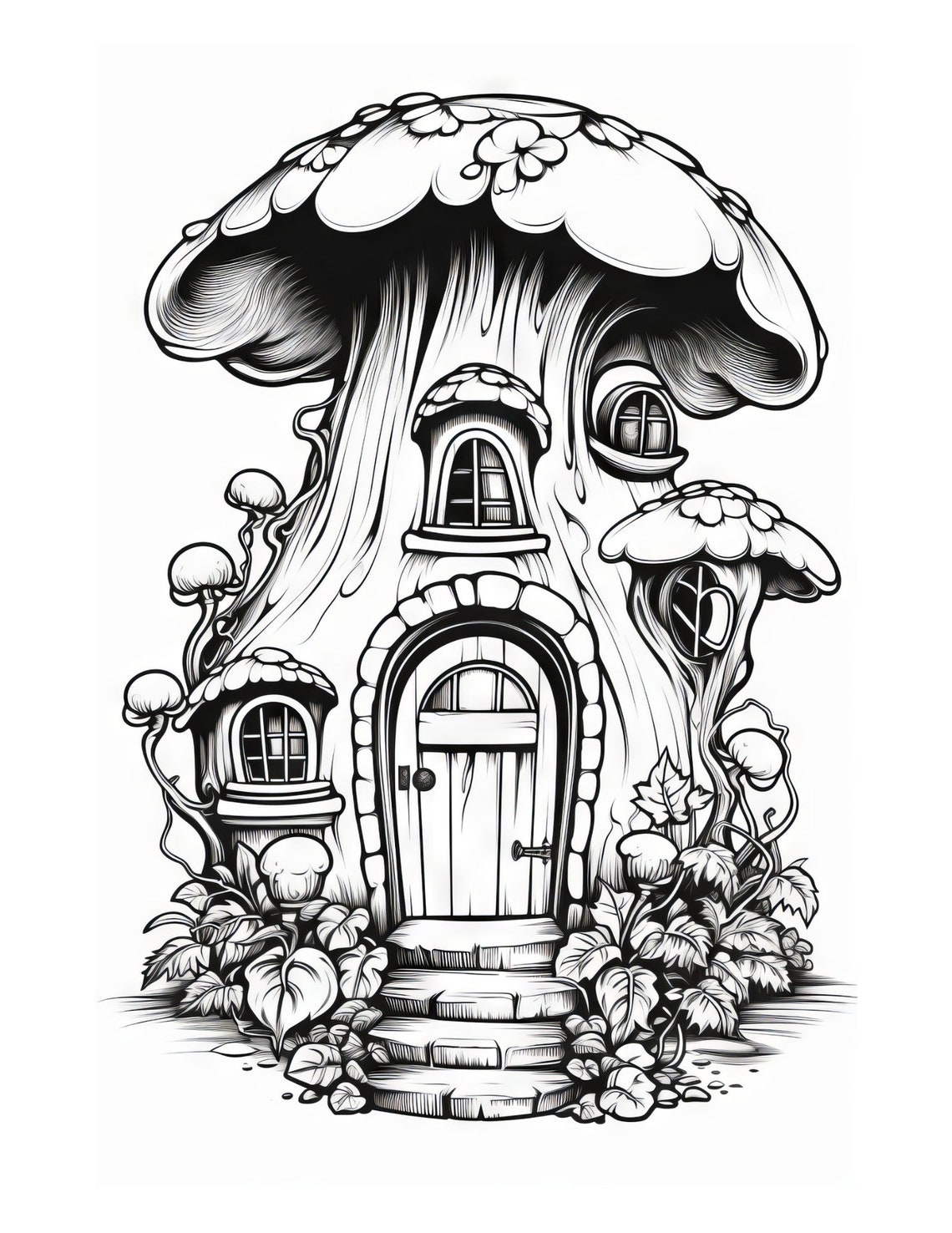 Fairy Houses Coloring Book Printable Fairy Houses Coloring - Etsy