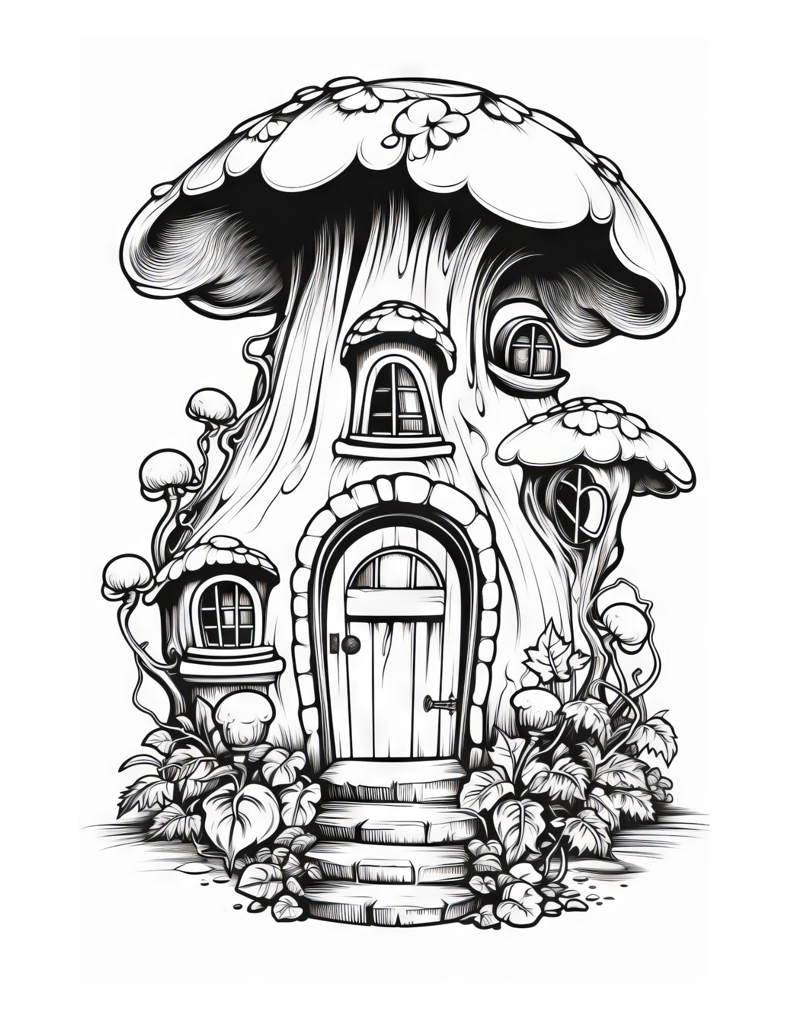 Fairy Houses Coloring Book Printable Fairy Houses Coloring - Etsy