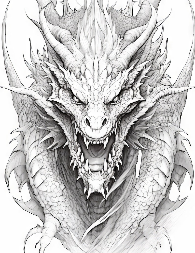 Fantasy Dragons Coloring Book Printable Magical Dragons Coloring Sheets ...