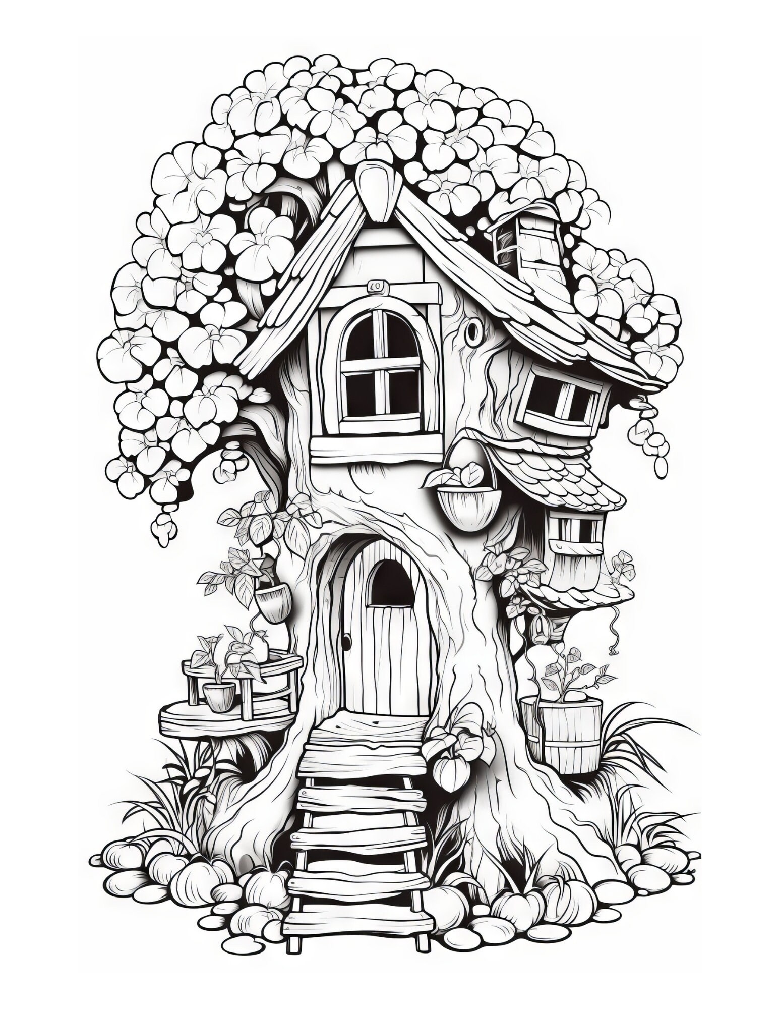 Fairy Houses Coloring Book Printable Fairy Houses Coloring - Etsy