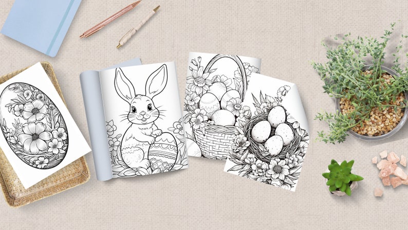 Easter Coloring Pages Printable Kids Activity Easter Bunny Eggs Basket ...