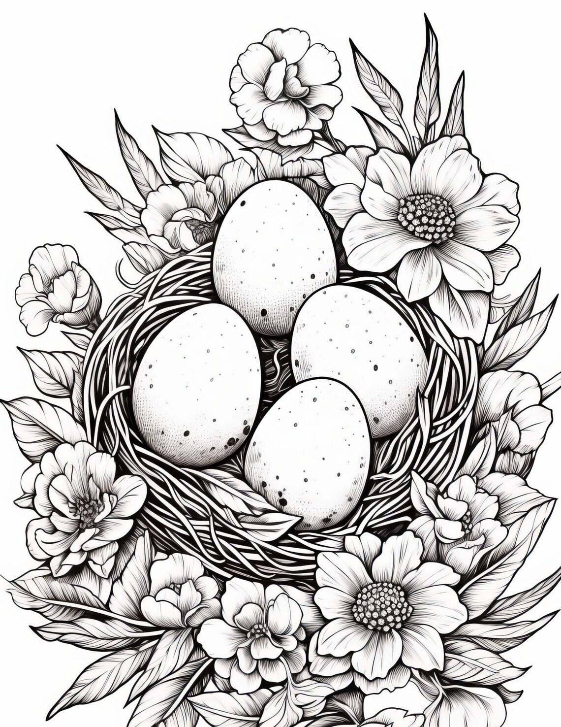Easter Coloring Pages Printable Kids Activity Easter Bunny Eggs Basket ...
