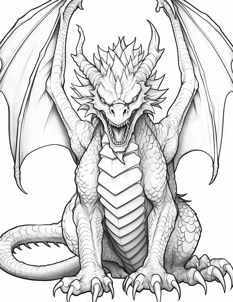 Fantasy Dragons Coloring Book Printable Magical Dragons Coloring Sheets ...