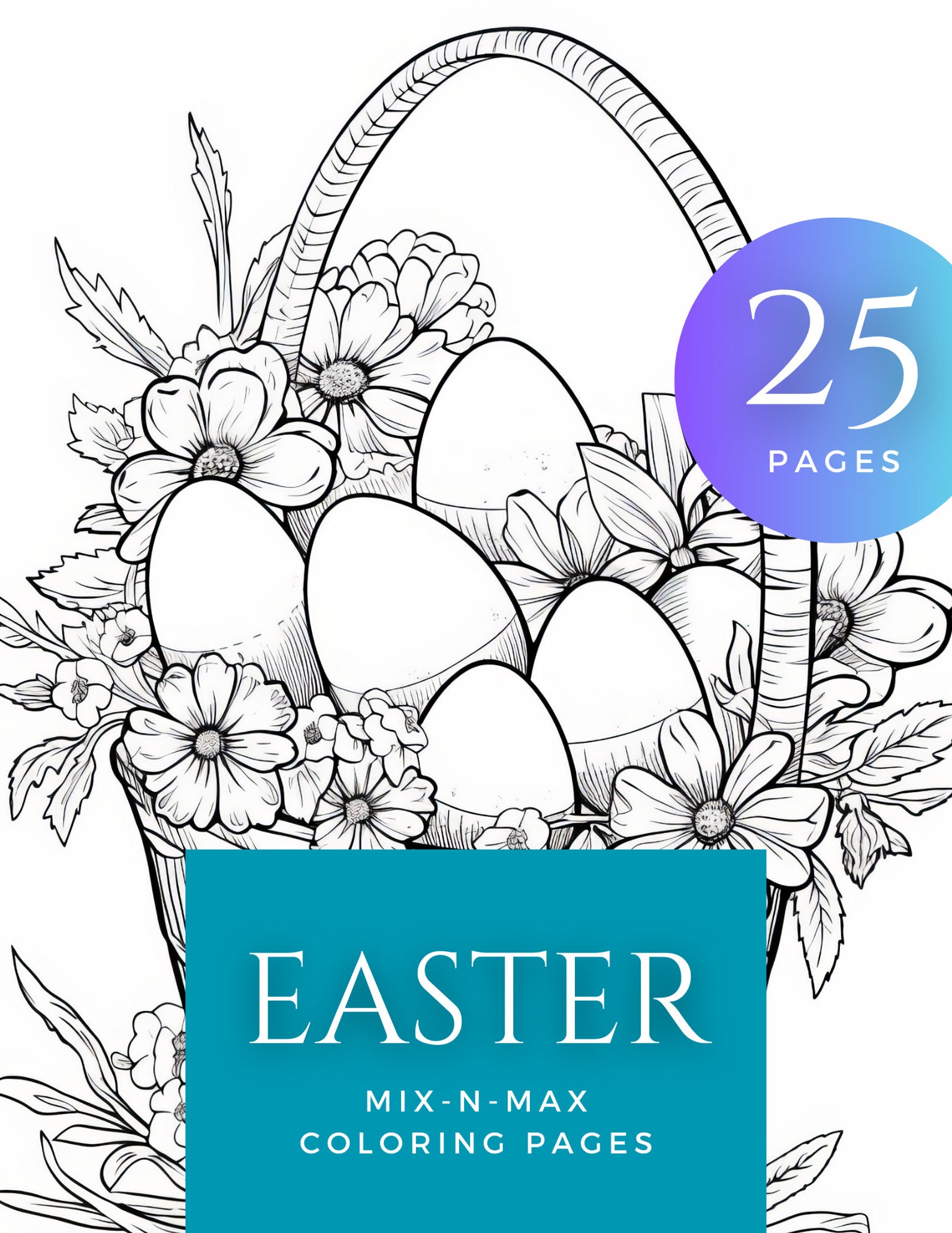 Easter Coloring Pages Printable Kids Activity Easter Bunny Eggs Basket ...