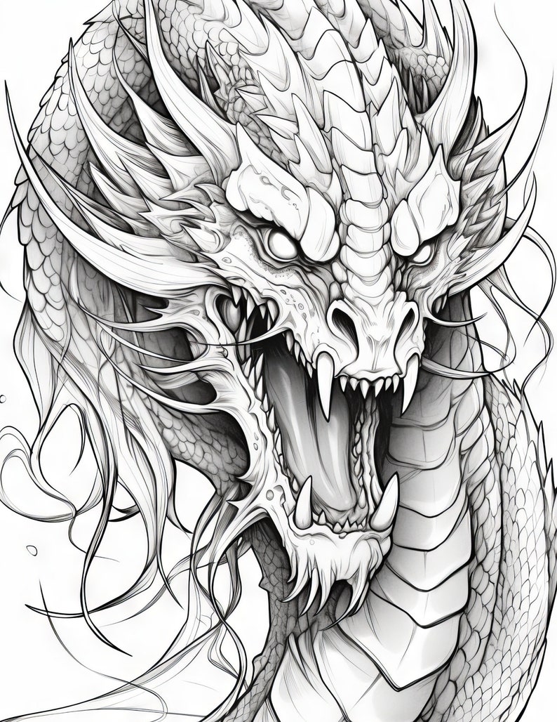 Fantasy Dragons Coloring Book Printable Magical Dragons Coloring Sheets ...