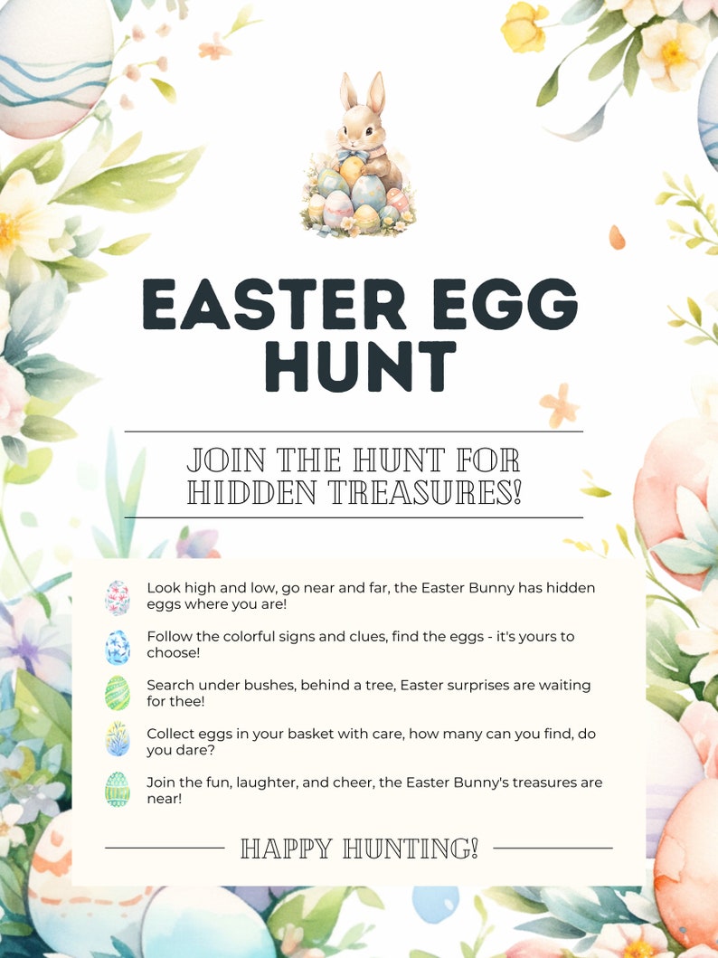 Printable Easter Egg Hunt Sign Game Decor Party Activity - Etsy