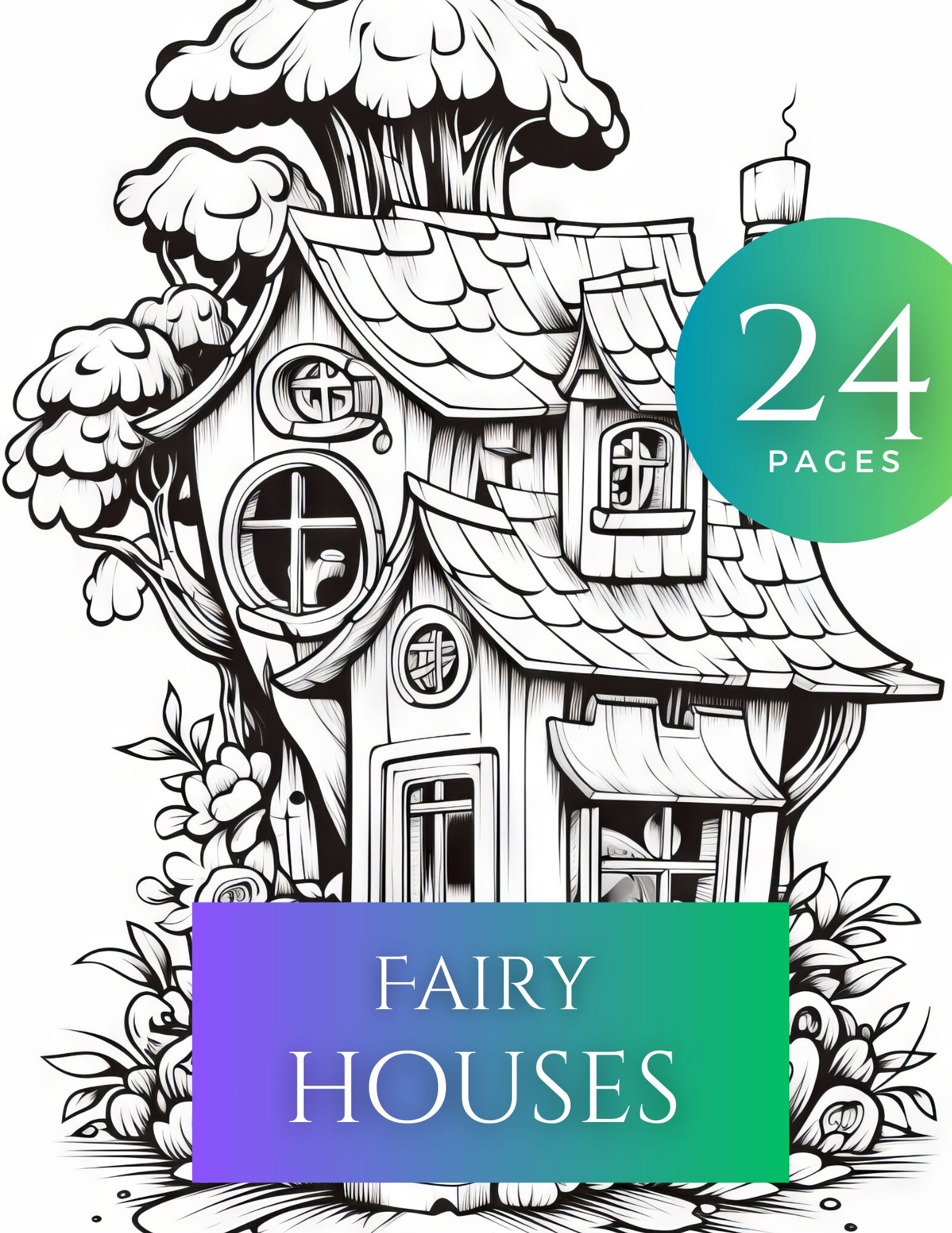 Fairy Houses Coloring Book Printable Fairy Houses Coloring - Etsy