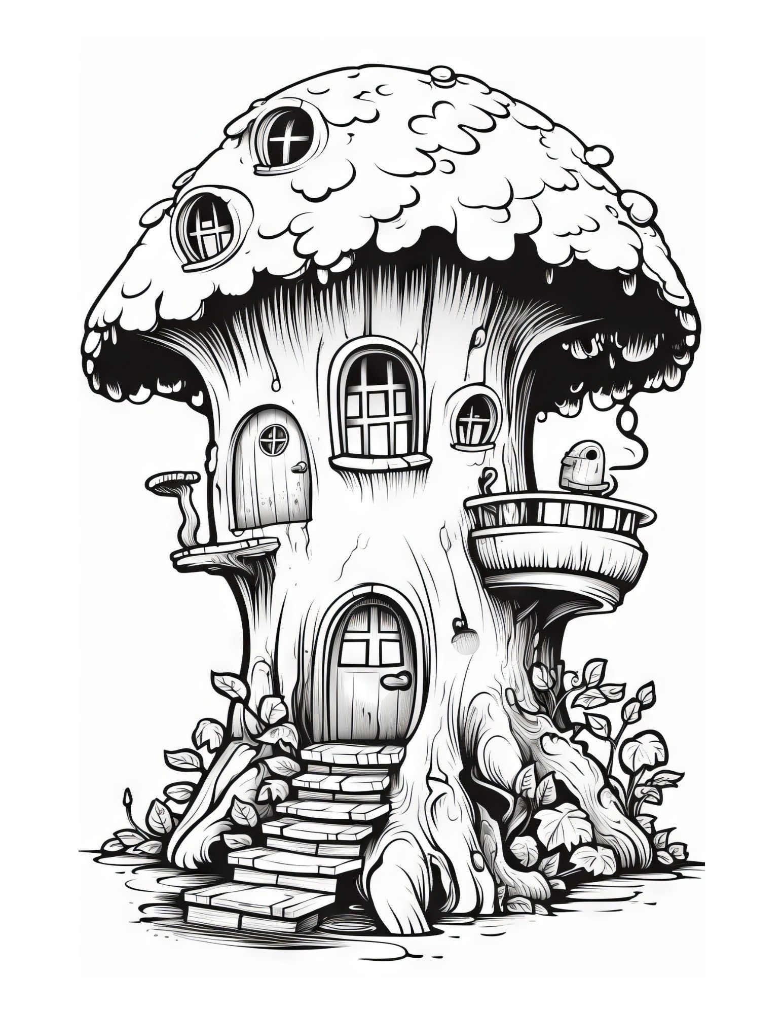 Fairy Houses Coloring Book Printable Fairy Houses Coloring - Etsy