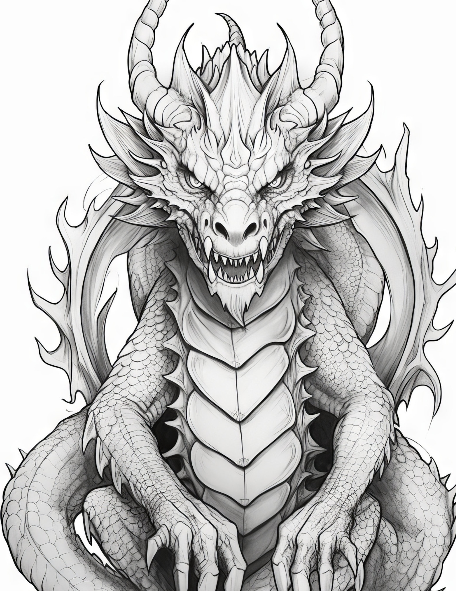 Fantasy Dragons Coloring Book Printable Magical Dragons Coloring Sheets ...