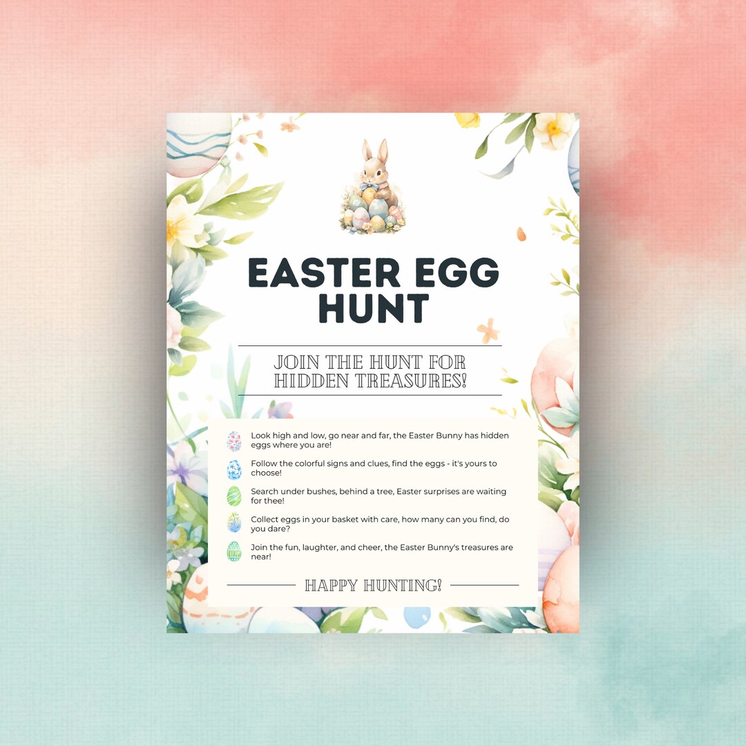 Printable Easter Egg Hunt Sign Game Decor Party Activity - Etsy