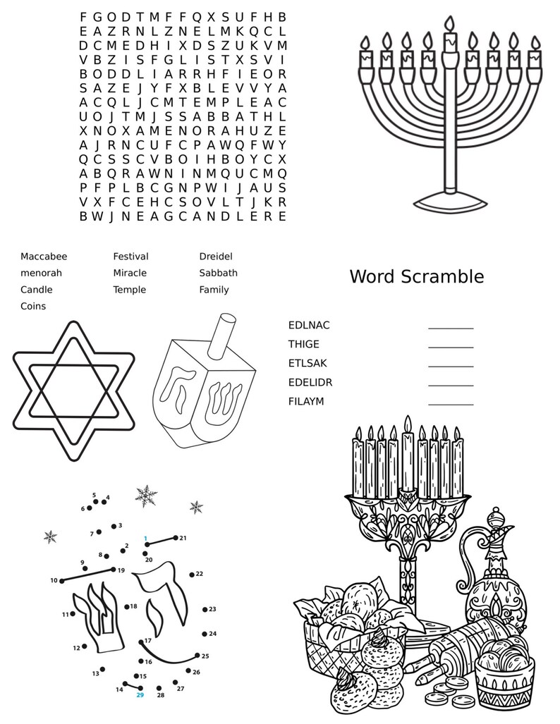 Hanukkah Worksheet - Etsy