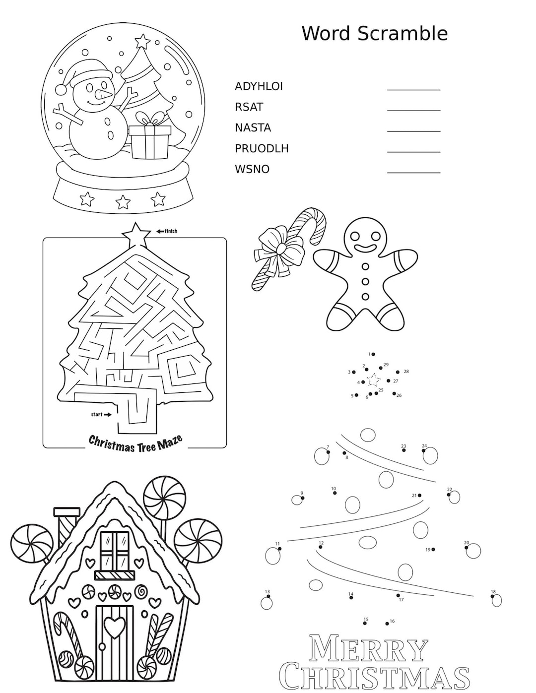 Christmas Worksheet - Etsy