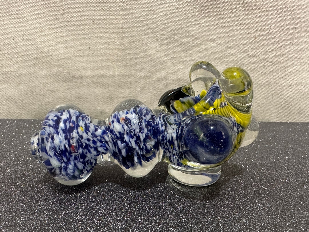 Elite Blue and Yellow Bubble Glass Pipe - Etsy