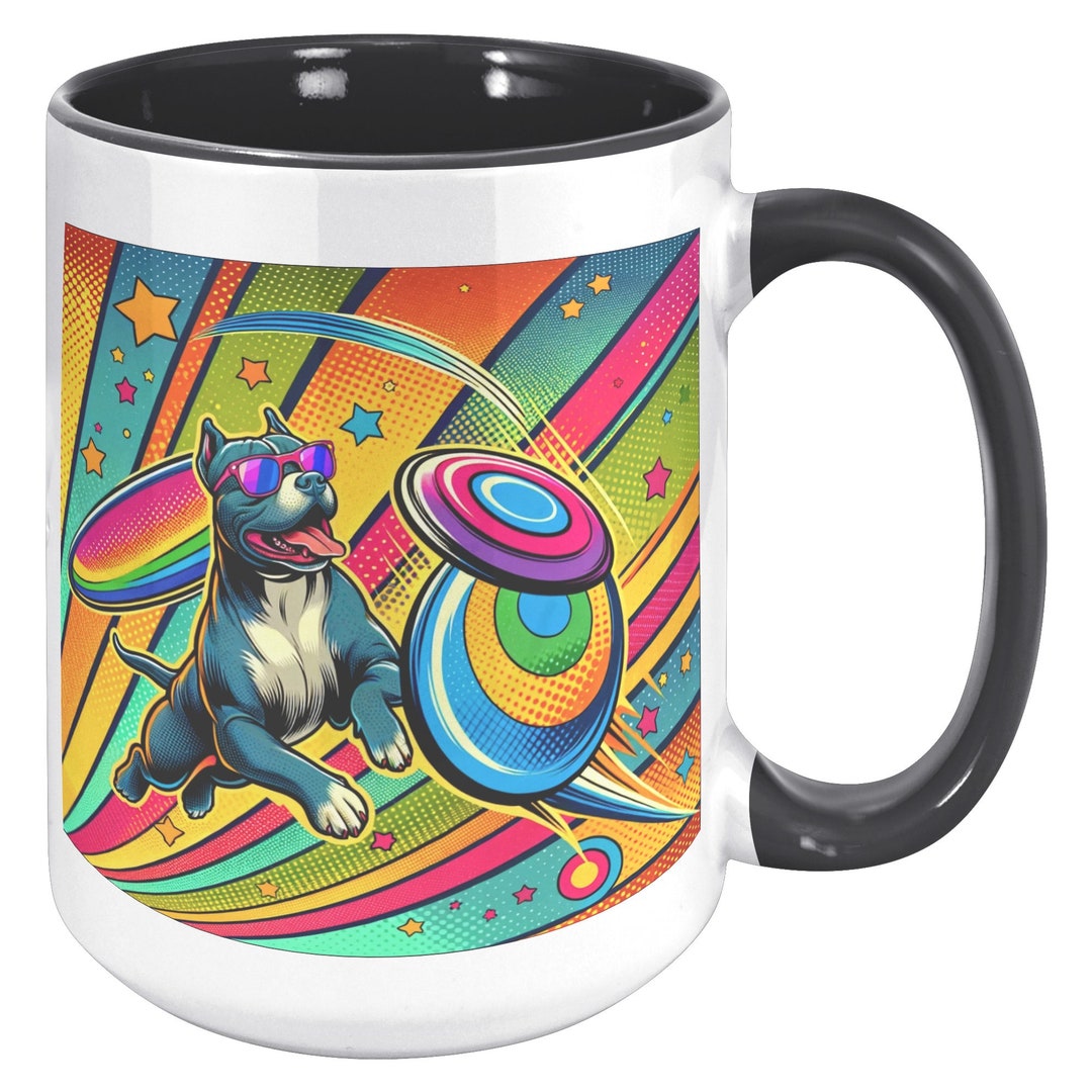 Pop Funk Pitbull 2 Frisbee, Colorful Mugs, Pop Funk Art Mugs, Art Mugs ...