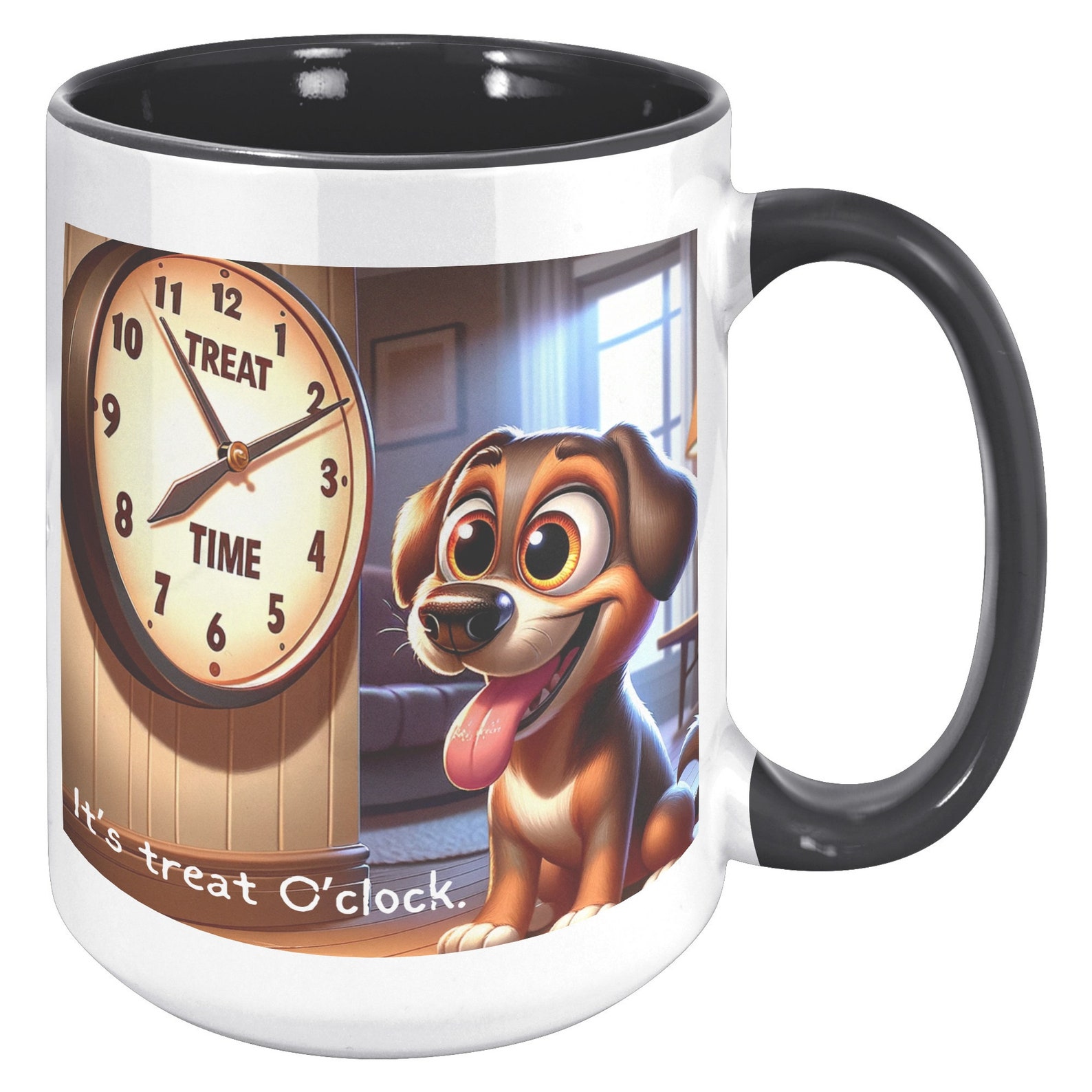 It's Treat O'clock Dog Mug, Pet Lovers, Dog Lovers, Dog Treats, Ceramic ...