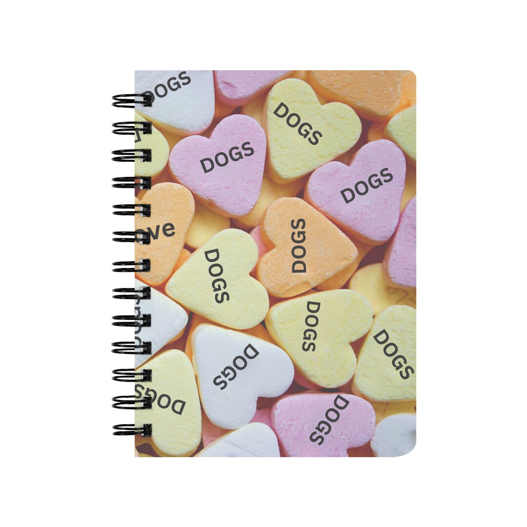 Candy Hearts Dog Spiralbound Notebook, Dog Hearts, Fun Notebooks ...