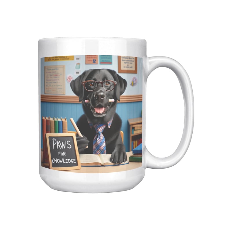 Teacher, Paws for Knowledge Mug, Occupation Mug, Black Lab, Funny Mug ...