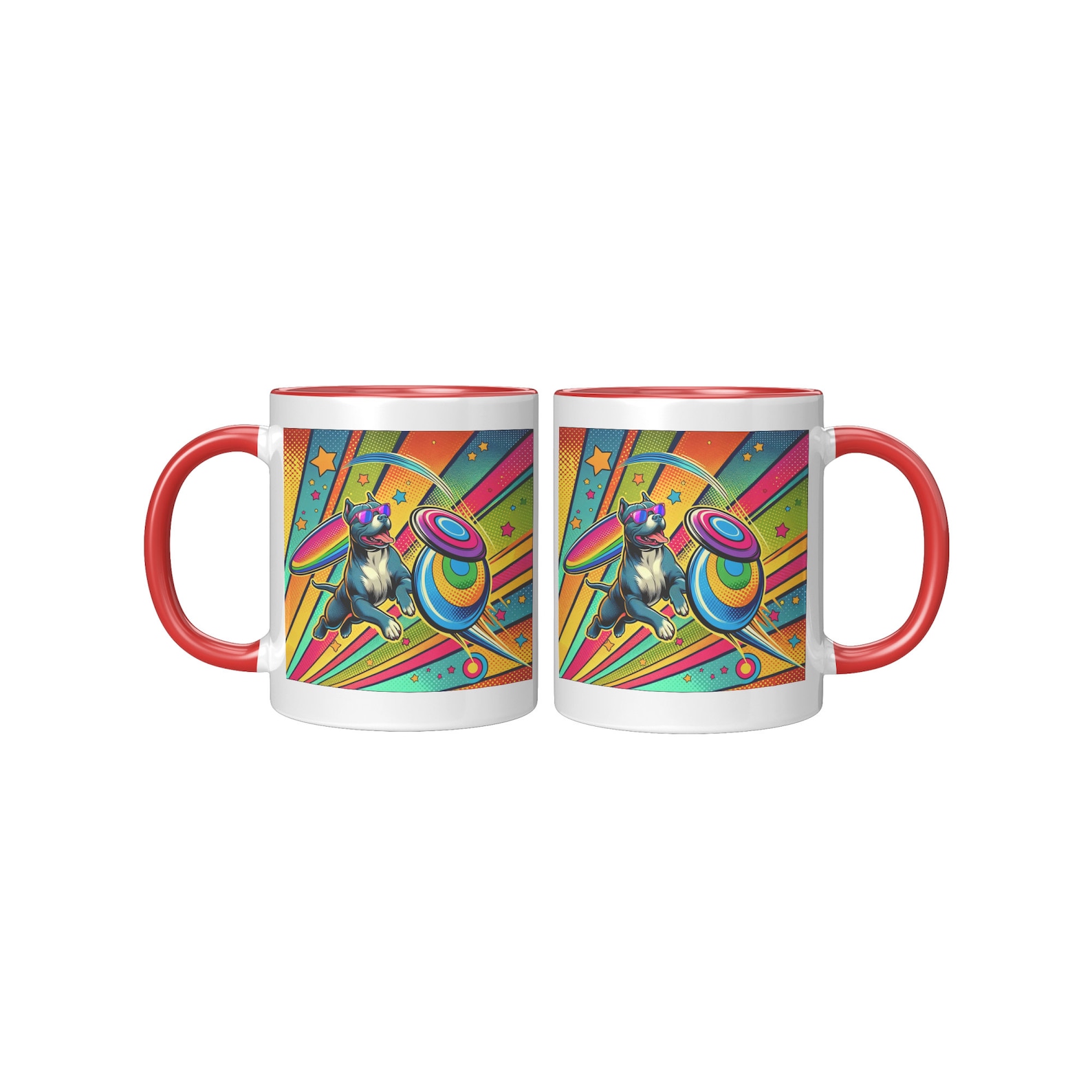 Pop Funk Pitbull 2 Frisbee, Colorful Mugs, Pop Funk Art Mugs, Art Mugs ...