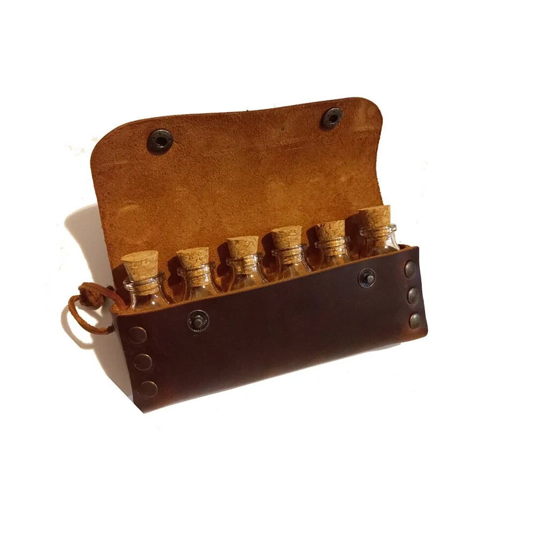 Leather Camping Spice Rack Set, Outdoor Equipment, Caravan Materials ...