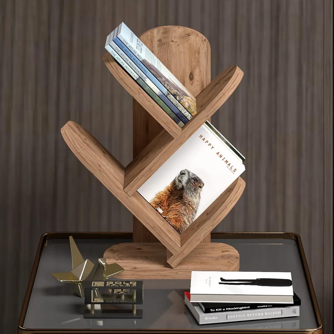 3-shelf Desktop Bookcase, Mini Table Bookshelf, Workspace Organizer ...