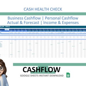 CASHFLOW Template Cash Health Check Google Sheets Simple Easy Finance ...
