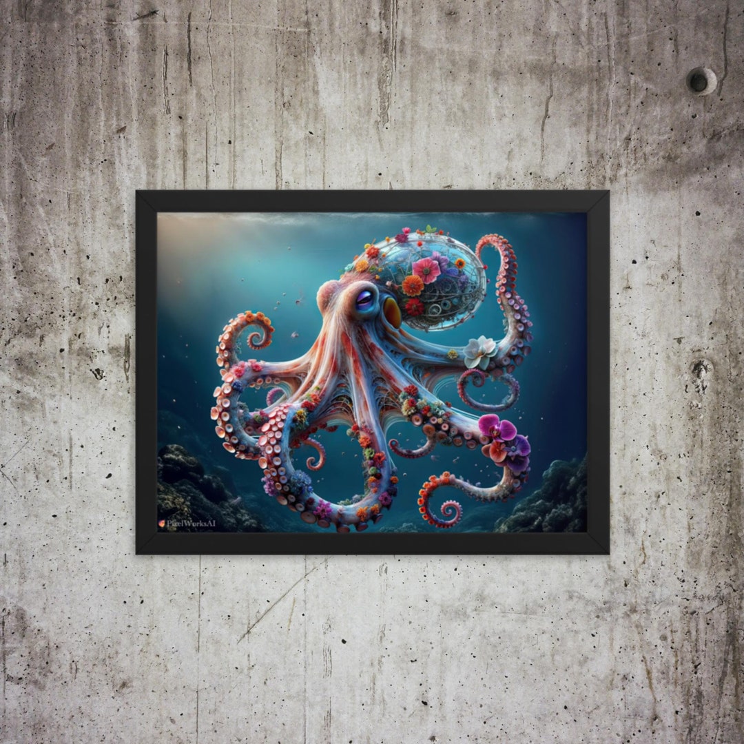 Oceanic Series Mecha Octopus Framed Photo Paper Poster - Etsy