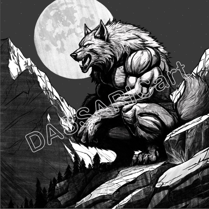 Moonlit Werewolf Digital Print - Etsy