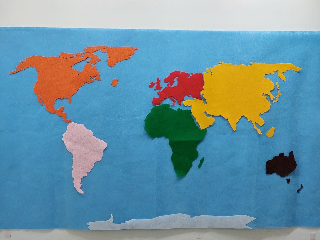 Montessori Felt World Map for Kids / Continents of the World / - Etsy