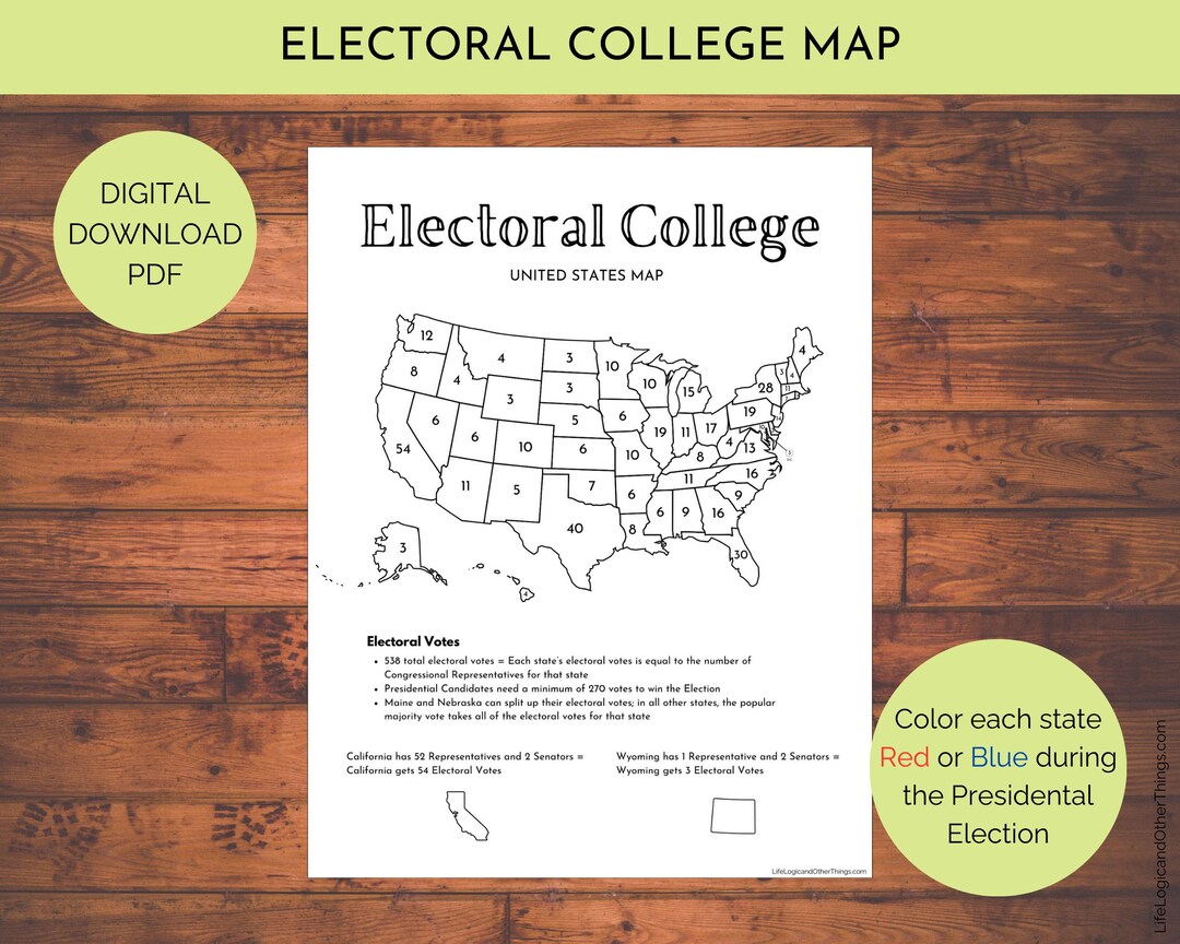 United States Electoral College Map Coloring Page, Presidential ...