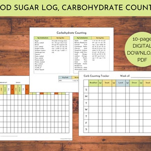 Blood Sugar Log & Carbohydrate Counting Tracker for Diabetes, Insulin ...