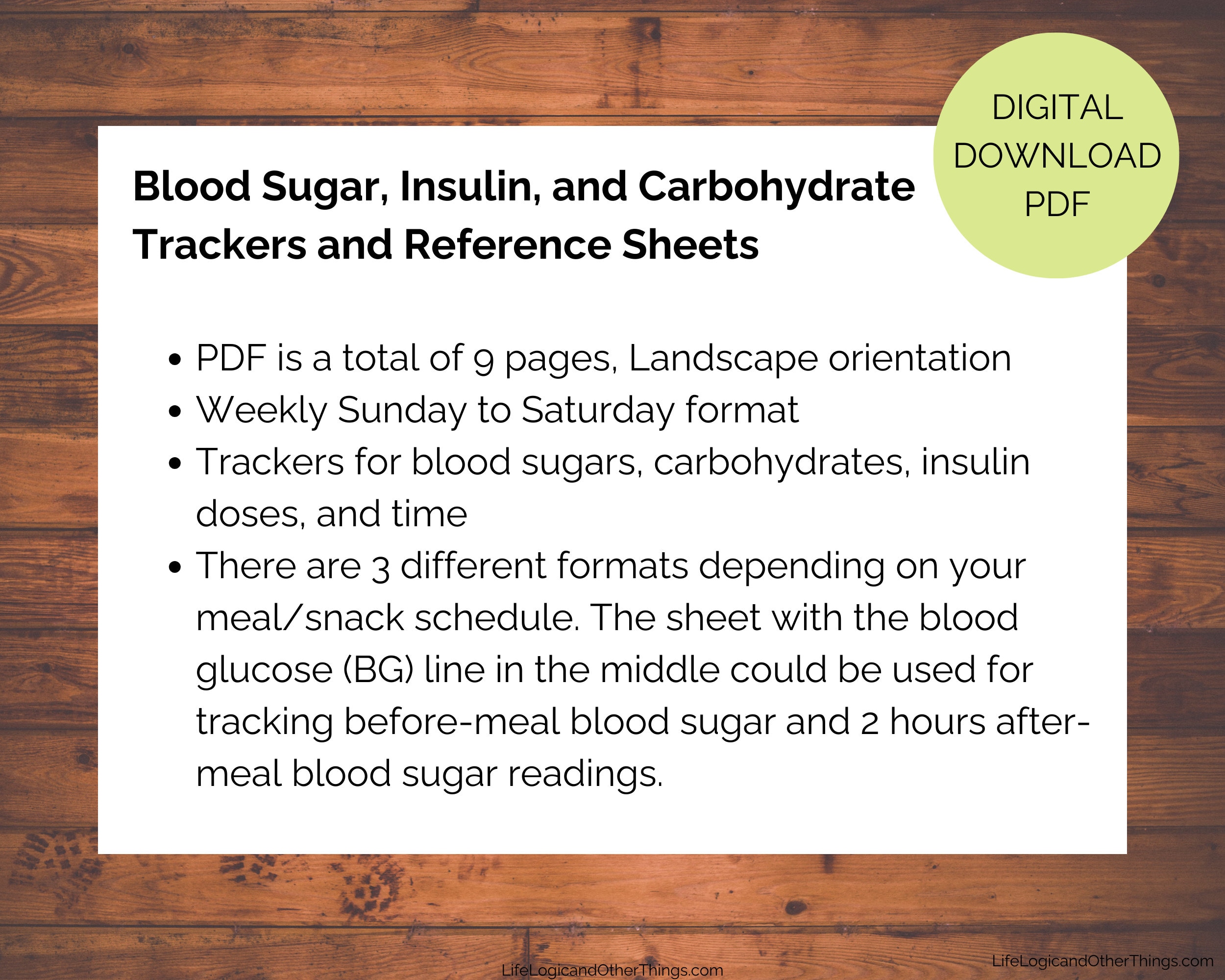 Blood Sugar Log & Carbohydrate Counting Tracker for Diabetes, Insulin ...