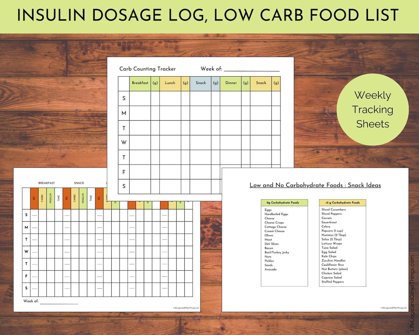 Blood Sugar Log & Carbohydrate Counting Tracker for Diabetes, Insulin ...