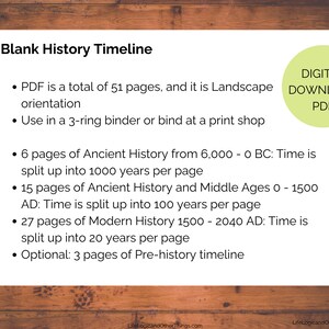 Blank Homeschool History Timeline Printable- Ancient History to Modern ...