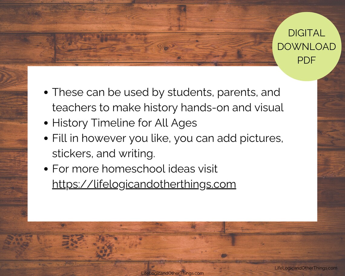 Blank Homeschool History Timeline Printable- Ancient History to Modern ...