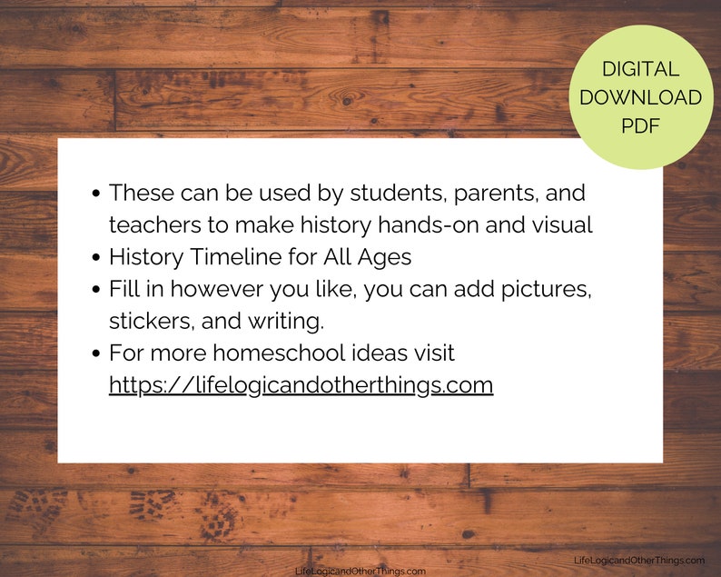 Blank Homeschool History Timeline Printable- Ancient History to Modern ...