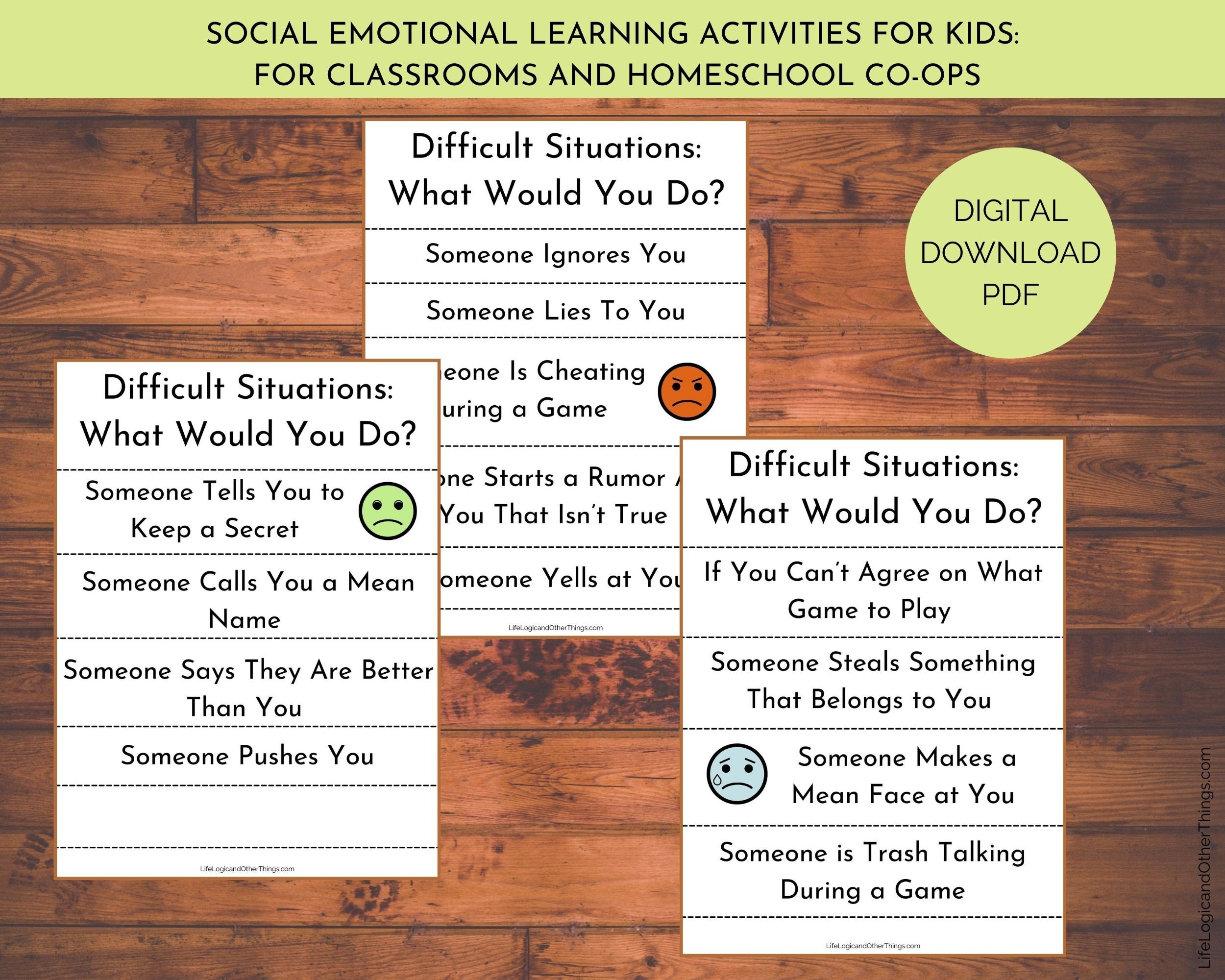 Social Emotional Learning Activities for Kids Elementary - Etsy