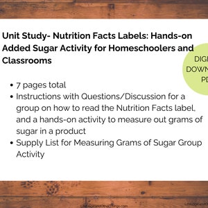Unit Study on Nutrition Facts Labels and Ingredients List & Hands-on ...
