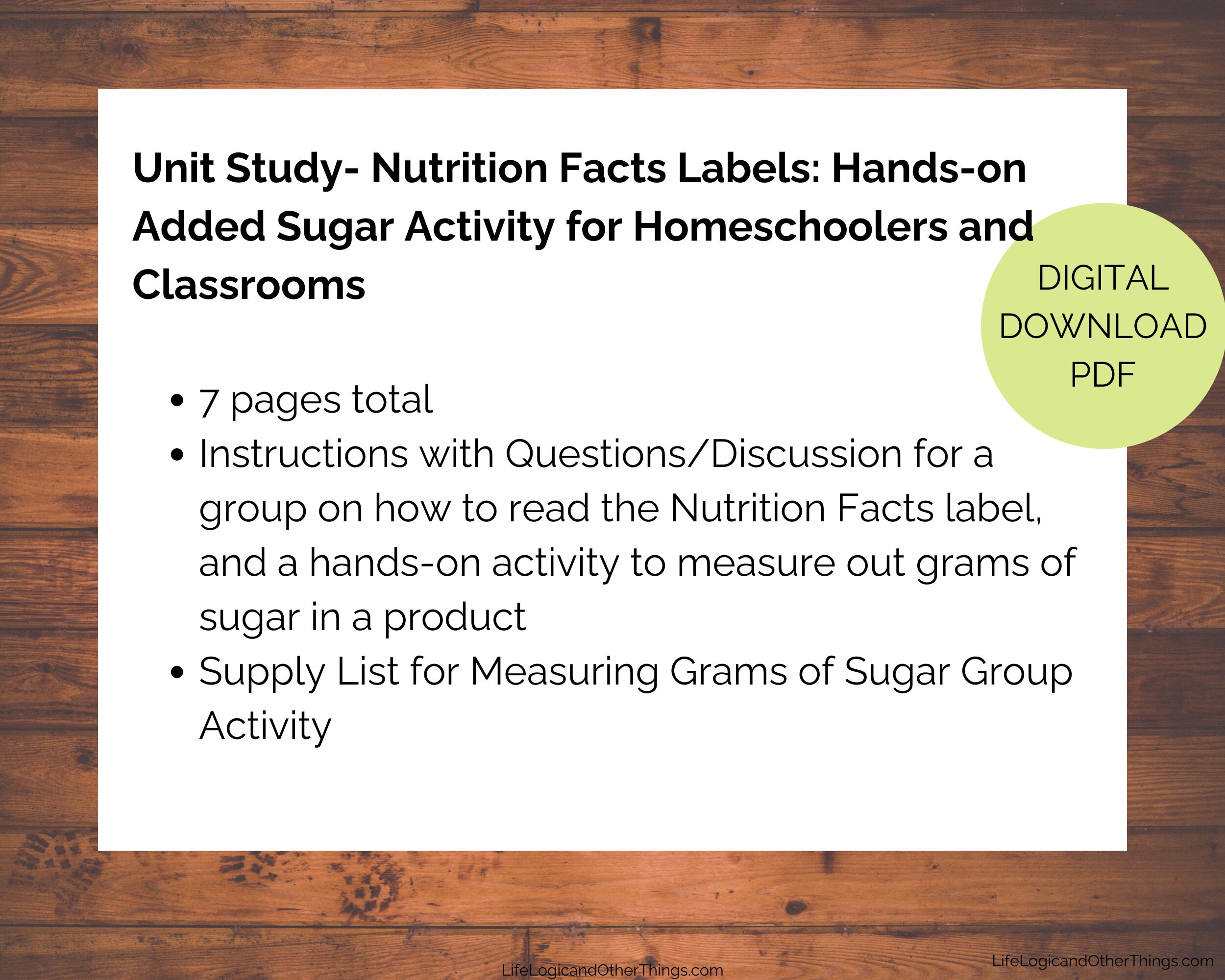 Unit Study on Nutrition Facts Labels and Ingredients List & Hands-on ...