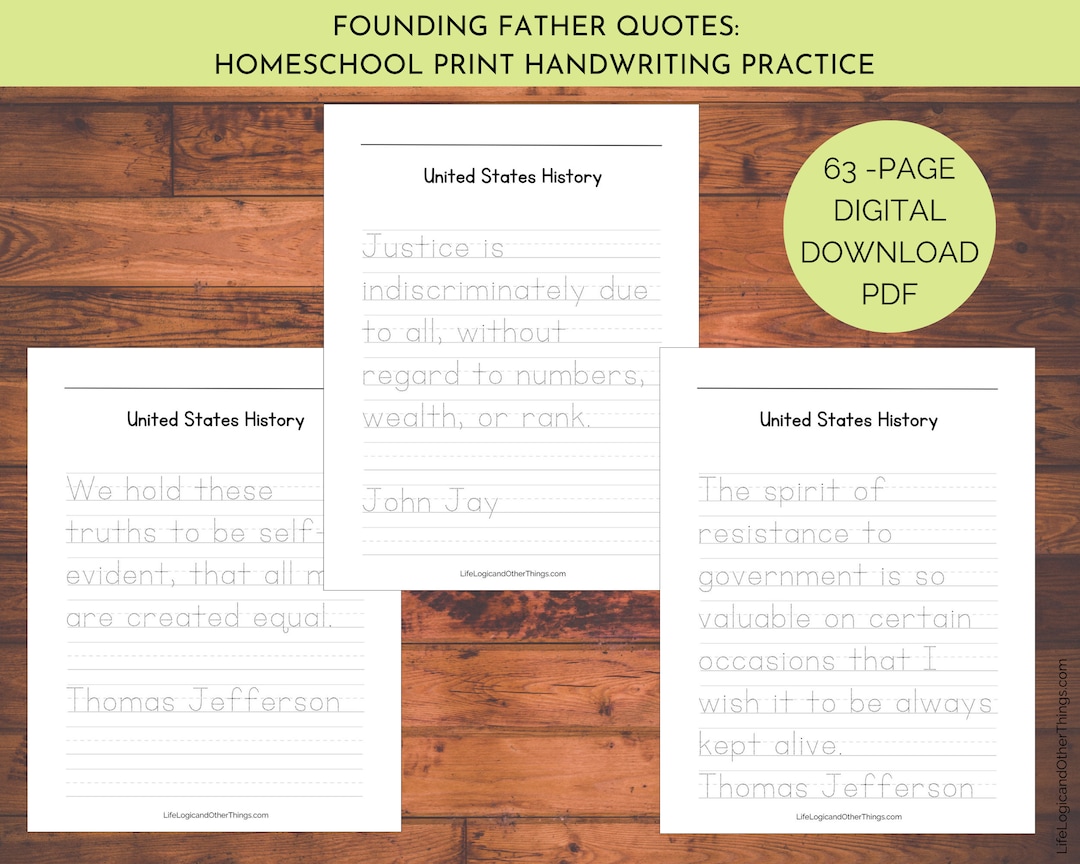 American History: Founding Father Quotes Print Handwriting Practice ...