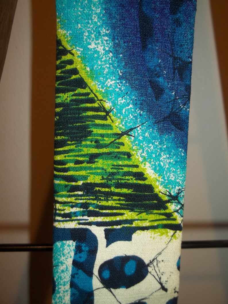 Vintage 1960s Kanaka Hawaii Men's Necktie Square Tip Funky Rare Teal ...