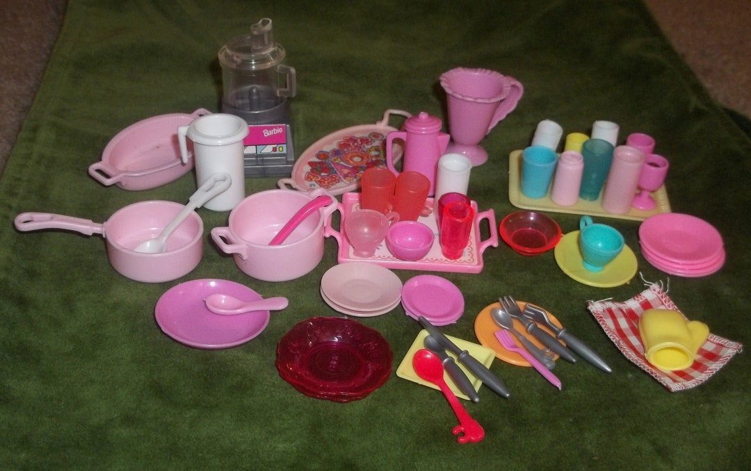 54 Pc Vintage 90s/2000s Mattel Barbie Accessories Lot-kitchen Supplies ...