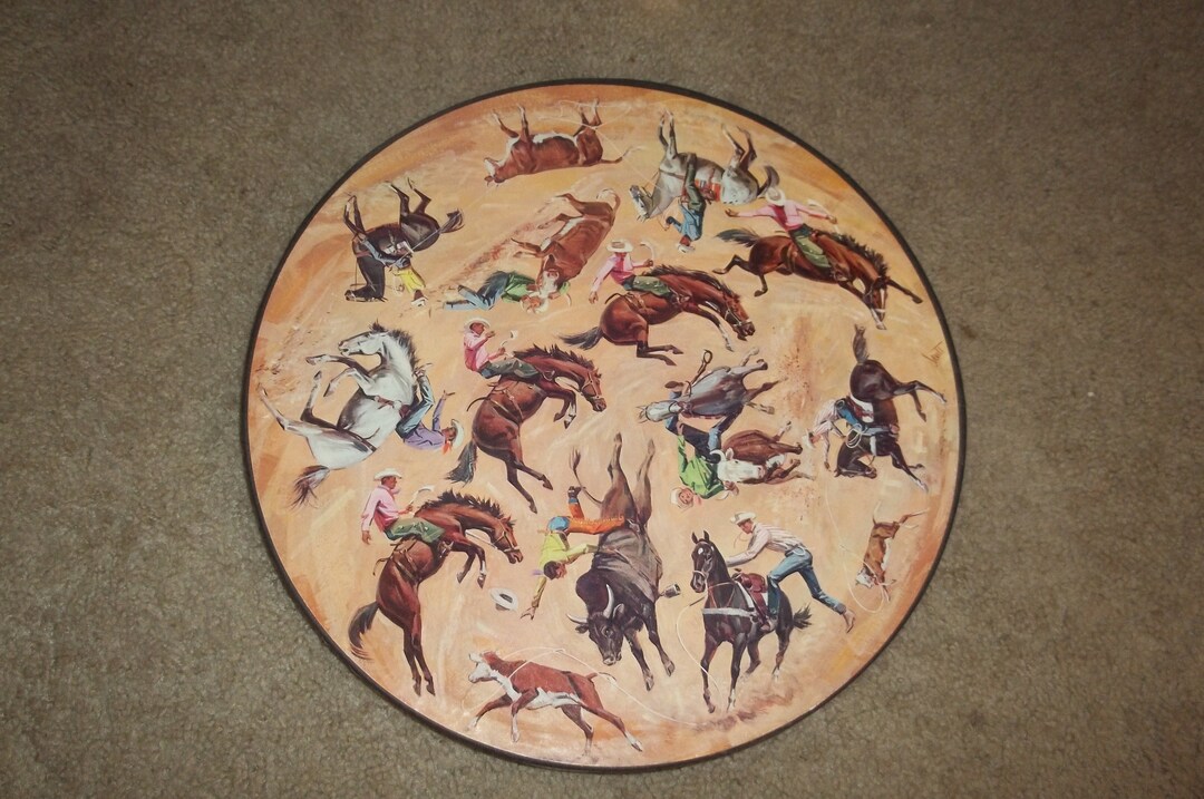 Vintage Springbok Round Circular Jigsaw Puzzle Sam Savitt rodeo 500 Pc ...