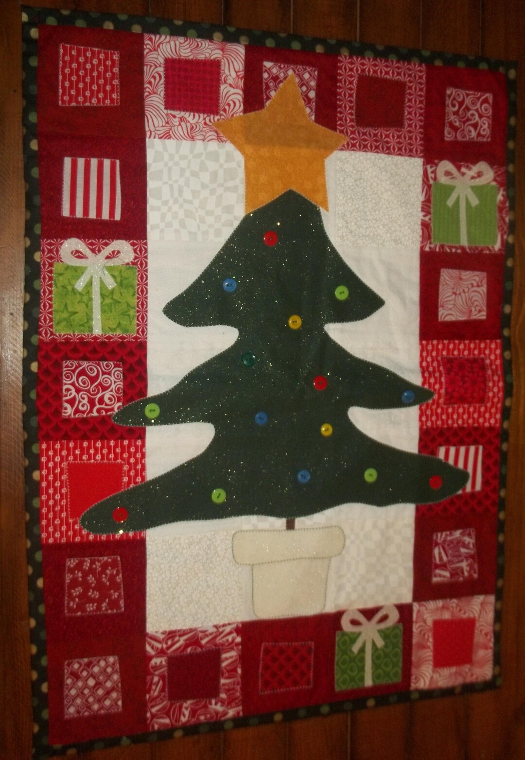 Handmade Vintage Quilted Christmas Wall Hanging Christmas Tree 28x20 - Etsy