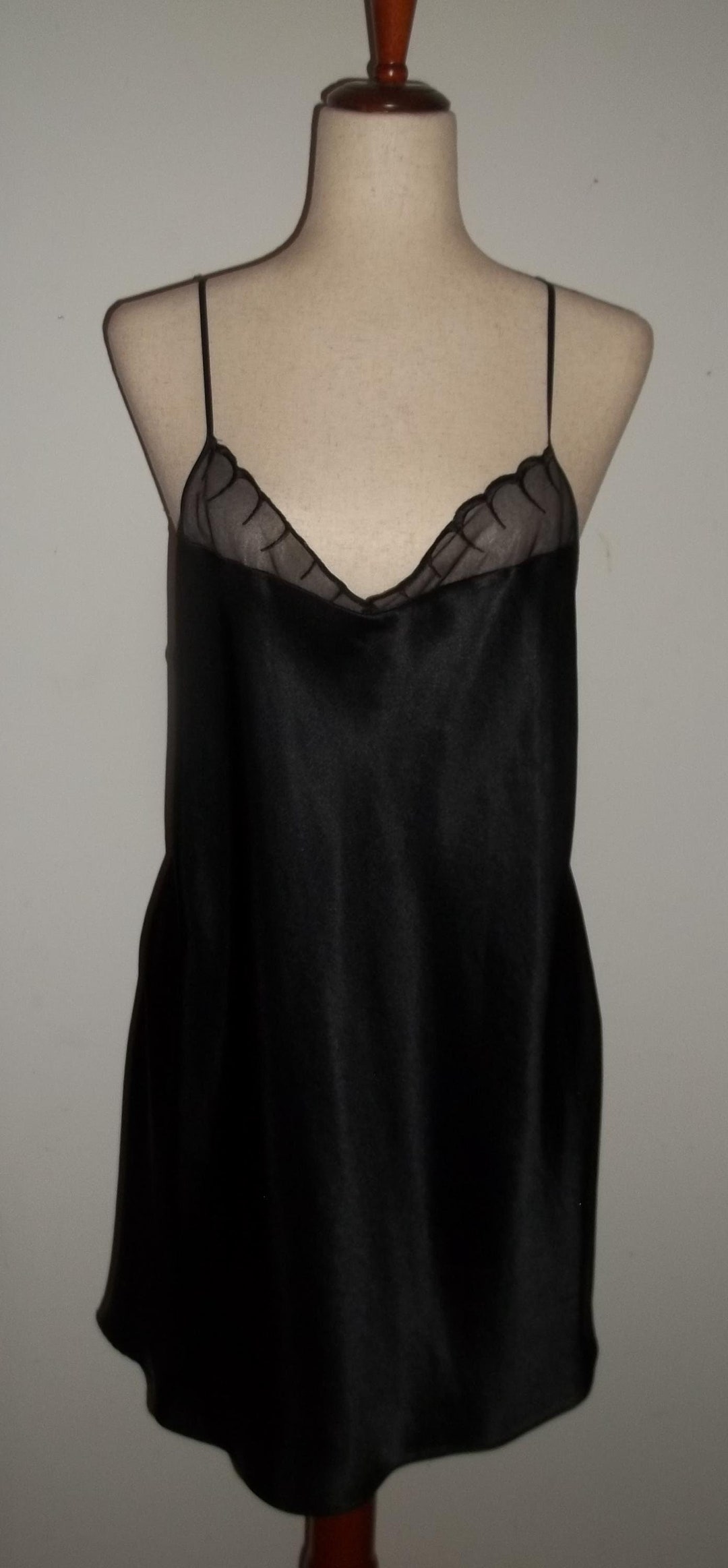Vintage 80s Beth Michaels JCP Black Satin Chemise Baby Doll Nightie ...