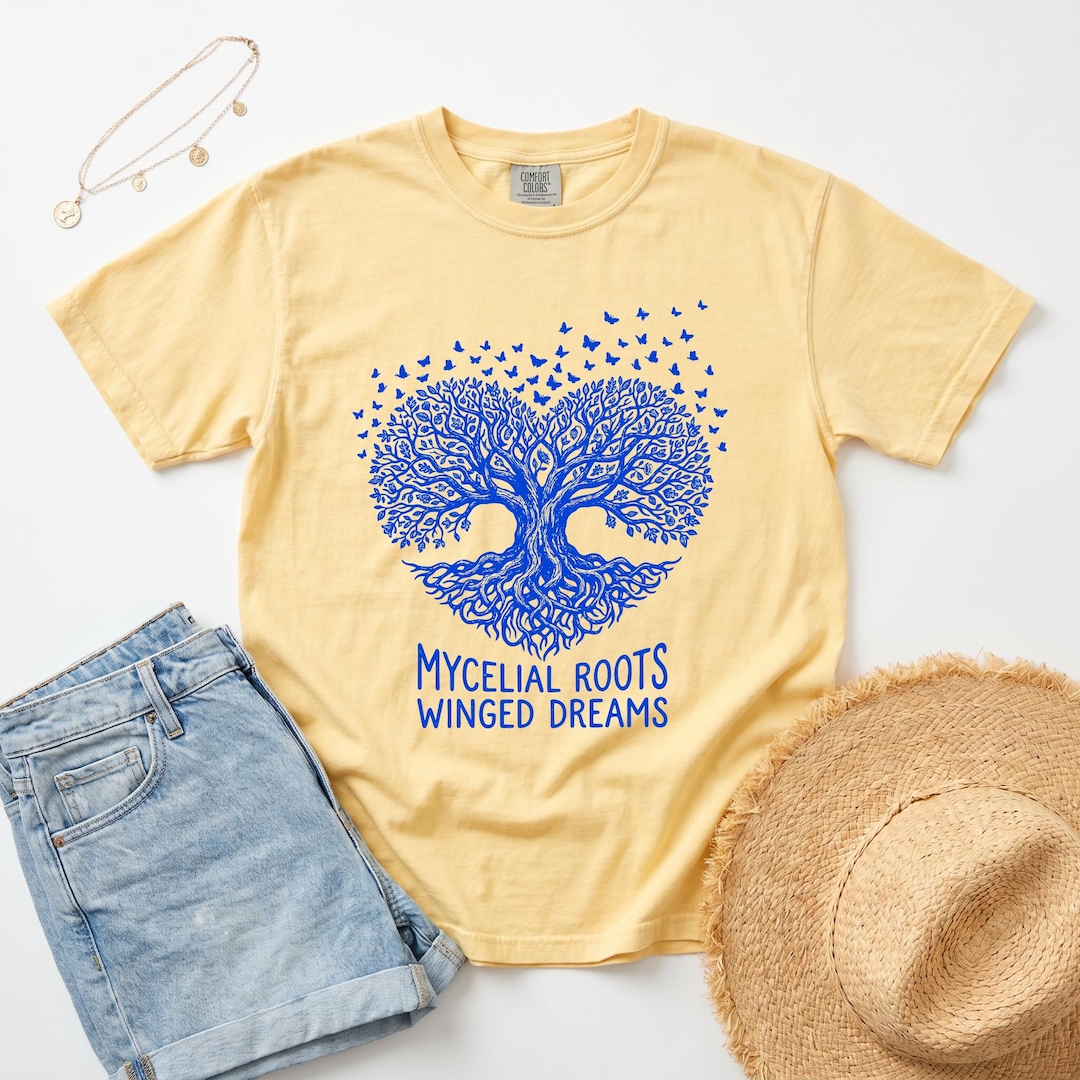 Mycelial Roots Tree Shirt | Comfort Colors Butterfly Nature Tee - Etsy