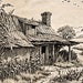 Rustic Country Landscape Drawing Vintage Sketch, Pen & Ink Decor ...