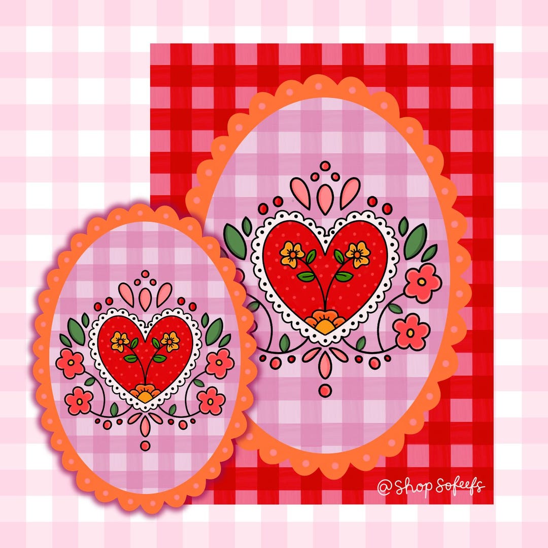 Cute Vintage Cottagecore Heart Paisley Holographic Sticker - Etsy