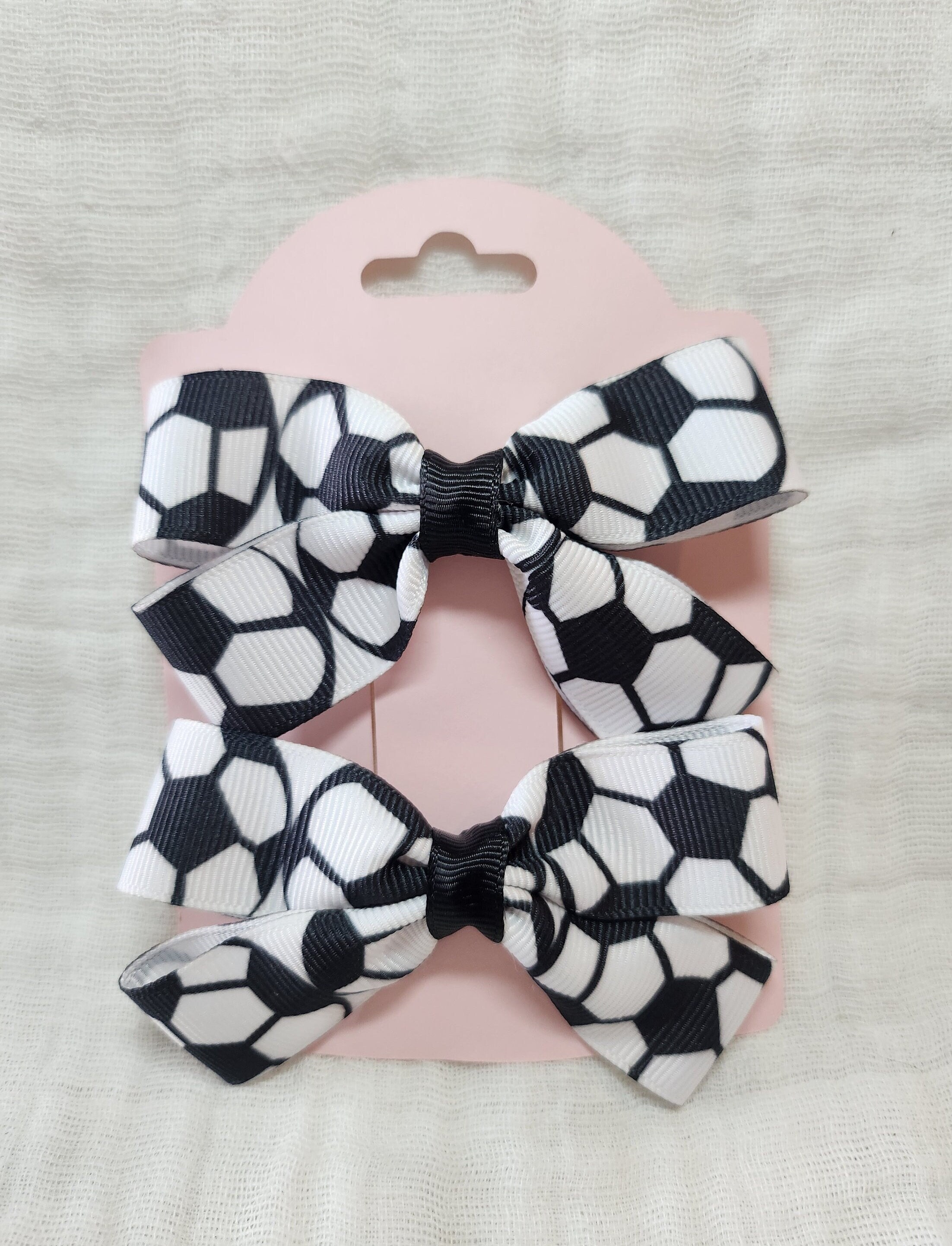 Soccer Hair Bows Pigtail Clips Set of Two Handmade Hair Accessories ...