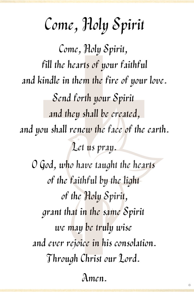 Come, Holy Spirit Prayer Window Mirror Static Cling Catholic - Etsy