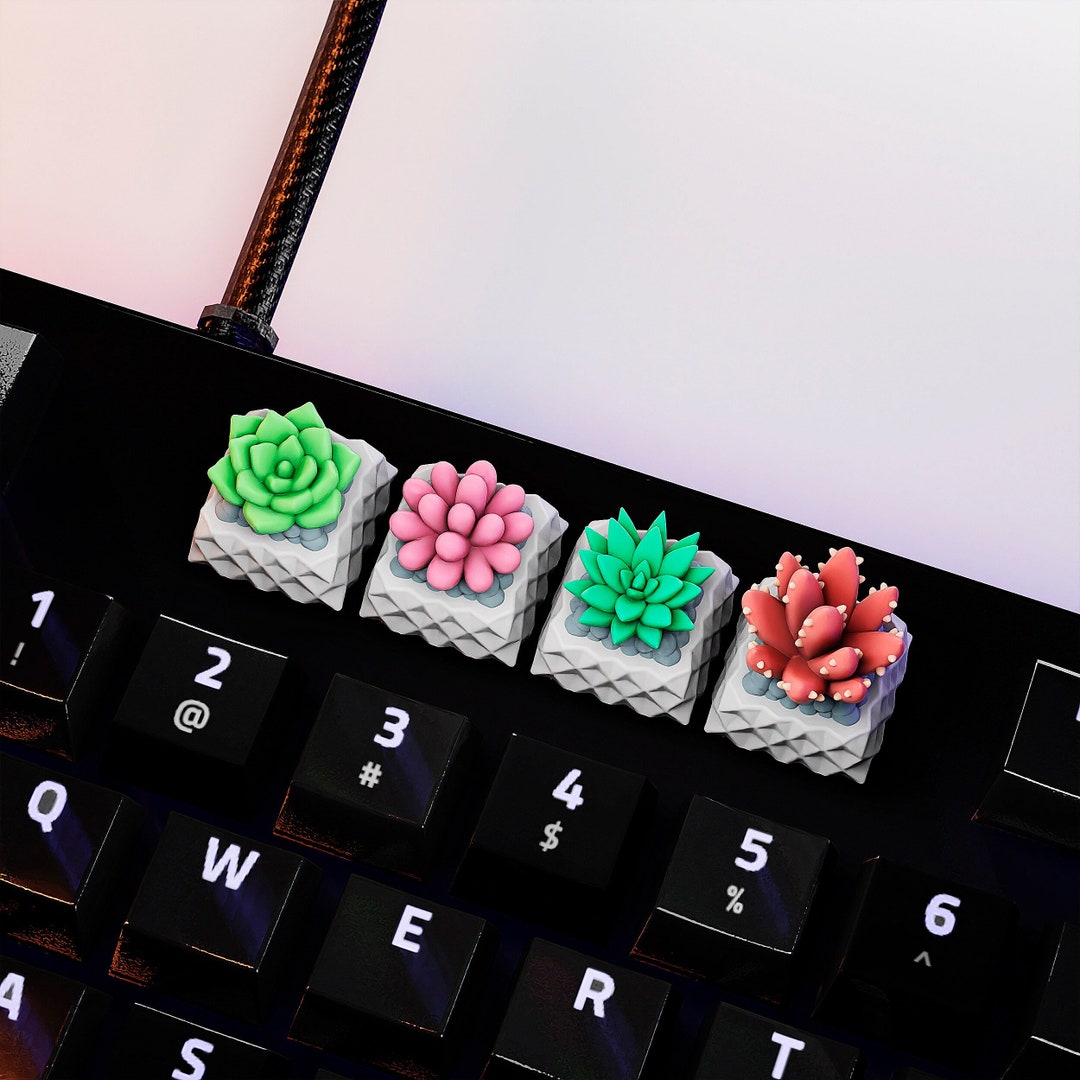 Succulent Keycaps, Custom Handmade Artisan Keycaps, Cute Keycaps for ...